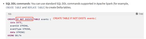 create if not exists table events · issue 752 · delta io delta