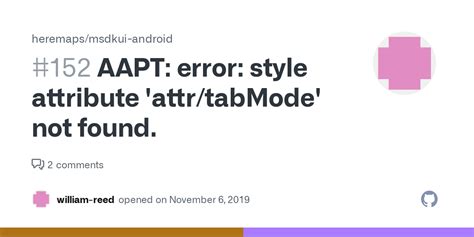 aapt error style attribute attr tabmode not found · issue 152