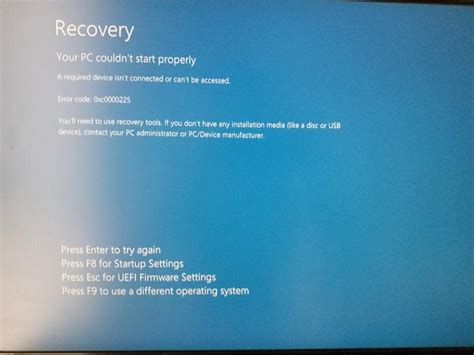 fix your pc needs to be repaired error 0xc0000225 on