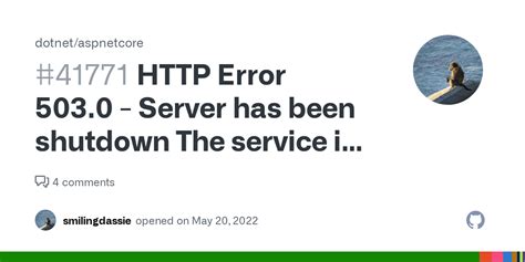 error 503 0 server has been shutdown the service is unavailable