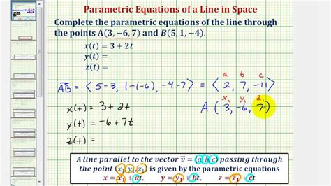 Ex Find The Parametric Equations Of A Line In Space Given Two Points