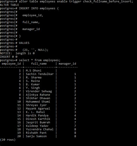postgresql enabling a trigger geeksforgeeks