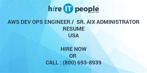 aws dev ops engineer sr aix administrator resume hire