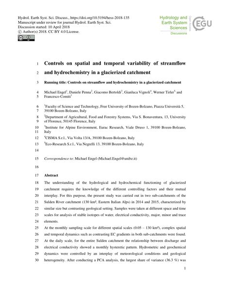Pdf Controls On Spatial And Temporal Variability Of Streamflow And