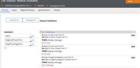 validating a page list size using the validate rule collaboration center