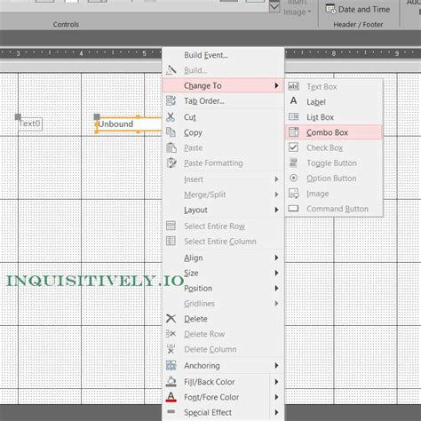 create a combo box form design in ms access time