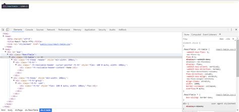 react table not working in chrome css problem · issue