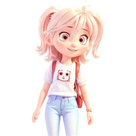 Premium Ai Image Girl 3d Cartoon Character Isolated On White Background