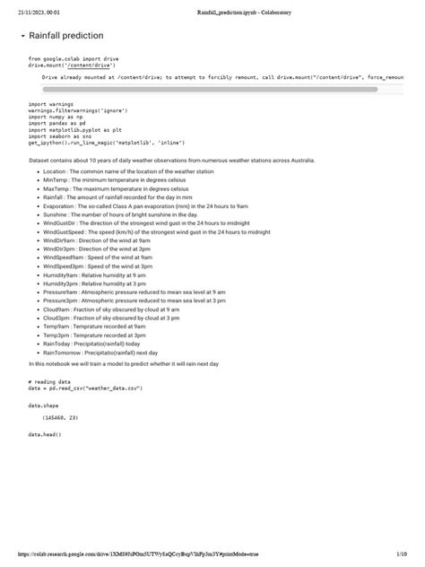Rainfall Prediction Ipynb Colaboratory Pdf Receiver Operating