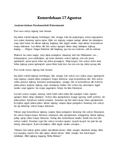 Pidato Kemerdekaan 17 Agustus Bhs Jawa