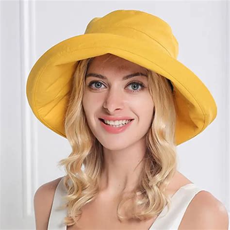 Buy Female Solid Color Sun Hat Lady Summer Beach Wide