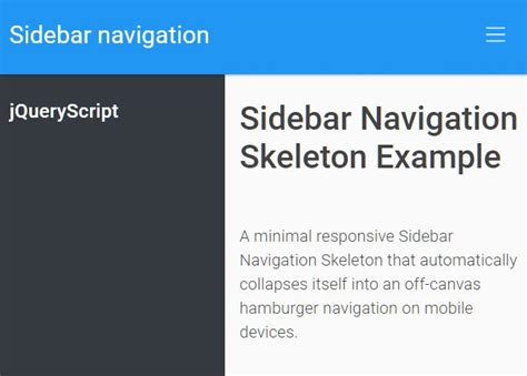 sliding side menu panel with jquery and bootstrap