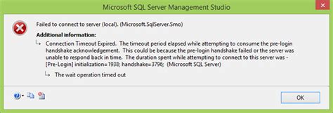 sql server connection timeout expired ssms 2016 when imported bacpac