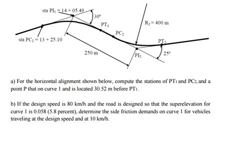 solved for the horizontal alignment shown below compute the