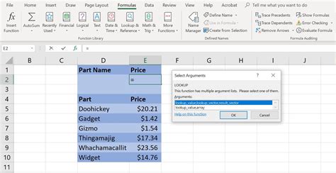 search for data with the excel lookup function