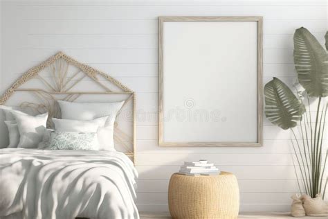 Ai Generated A Bedroom With A Striking Wall Art Stock Illustration