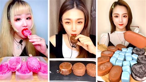 Asmr Eating Crunchy Ice Cream🍦 Mousse Cake Chocolate Dessert Mukbang