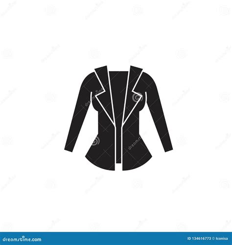 Women Jacket Black Vector Concept Icon Women Jacket Flat Illustration