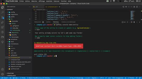 error undefined constant doctrine dbal types type json array when