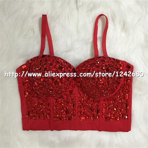 Original Hand Made Beaded Gaga Rhinestone Bustier Pearls Push Up Night