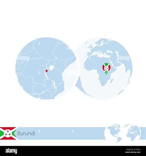 Burundi On World Globe With Flag And Regional Map Of Burundi Vector
