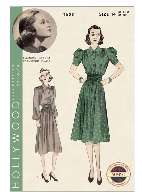 1930s Shirred Tea Dress Pdf Sewing Pattern Bust 32 Etsy Uk In 2023