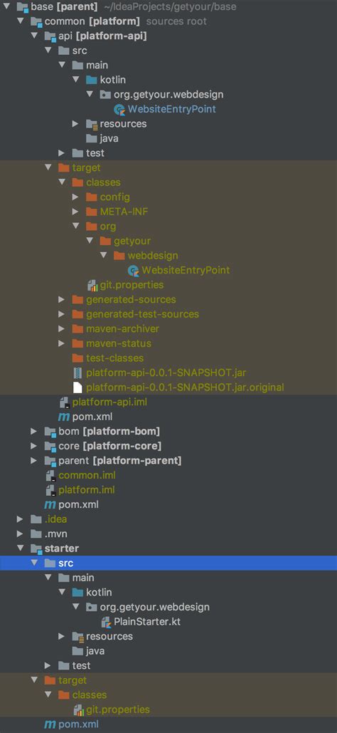 creating a multi module project with maven spring and kotlin get