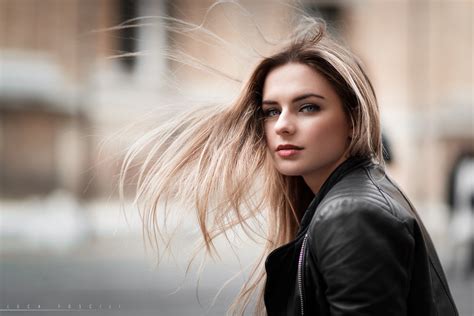 Lipstick Model Girl Blue Eyes Depth Of Field Blonde Woman