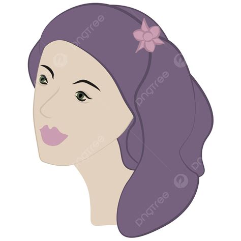 صورة مرسومة باليد لامرأة ترتدي شال بنفسجي المتجه كرتون نمط المتجه