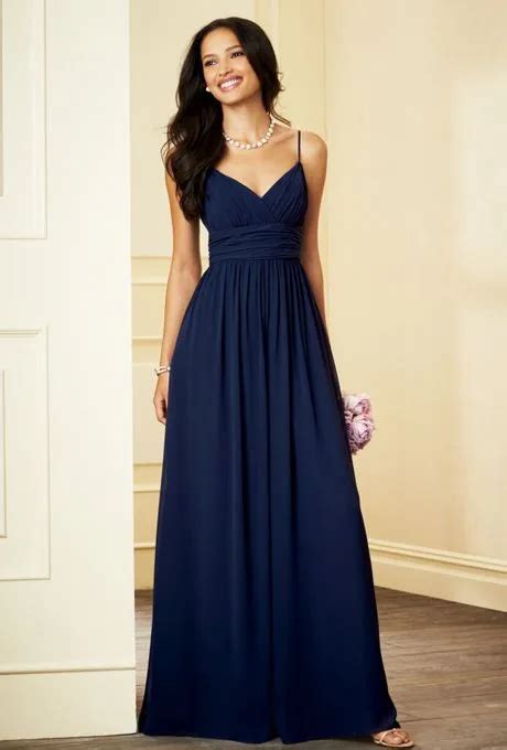 New Elegant Navy Blue Long Bridesmaid Dresses 2016 Beautiflu V Neck