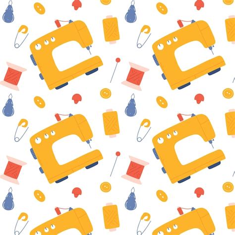 Premium Vector Seamless Pattern With Sewing Tools Pattern With Sewing