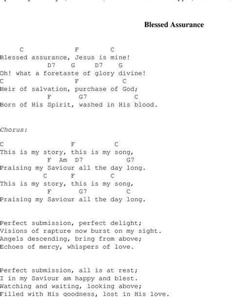 Blessed Assurance Christian Gospel Song Lyrics And Chords In 2023