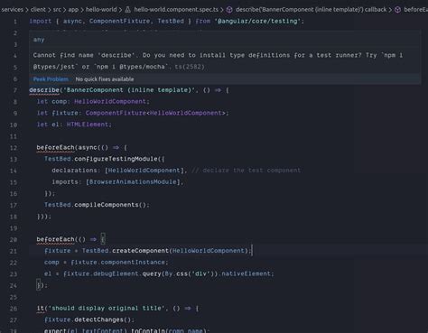 typescript angular type definitions for unit tests not recognized by