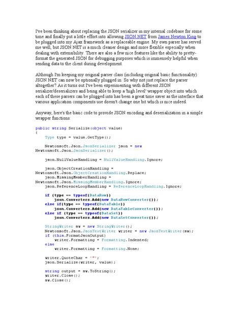 datatable json serialization in and javascriptserializer