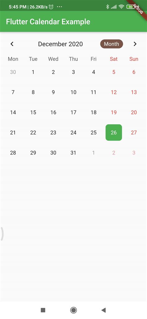 flutter calender widget example table calender widget