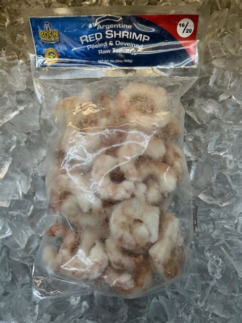 Wild Red Argentinian Raw Peeled Deveined Shrimp Tail Off Highland