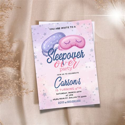 Editable And Printable Sleepover Invitation Template Slumber Etsy