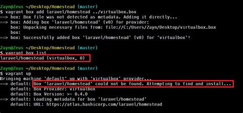 vagrant is not picking up laravel homestead box stack