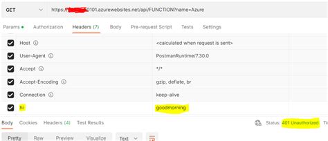 postman how to add function level authorization to azure trigger