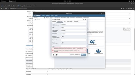 unable to connect to server connection to server at localhost 1