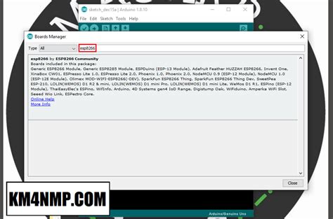 preparing arduino ide to program esp8266 boards km4nmp
