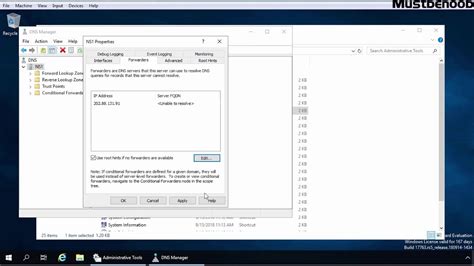 lab guide 48 configuring dns forwarders in windows server 2019 youtube