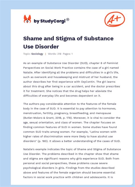 Shame And Stigma Of Substance Use Disorder Free Essay Example