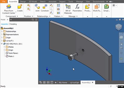 solved how to constrain bolt to hole in cylindrical surface inner