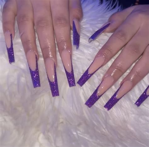 Purple And Silver Nails Purple Acrylic Nails Winter Nails Acrylic