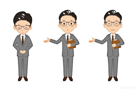 ビジネス・お辞儀とご案内をする男性の無料イラスト2 商用可のイラスト素材集 フリー素材 Bezybox