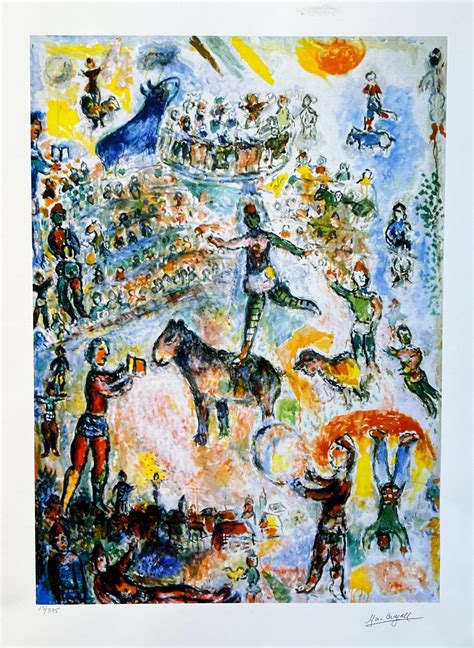 Marc Chagall Circus Grand Limited Edition Facsimile Signed Giclee 22 X