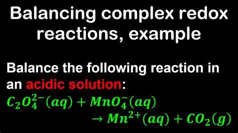 Balancing Redox Reactions Acidic Solution Example Chemistry