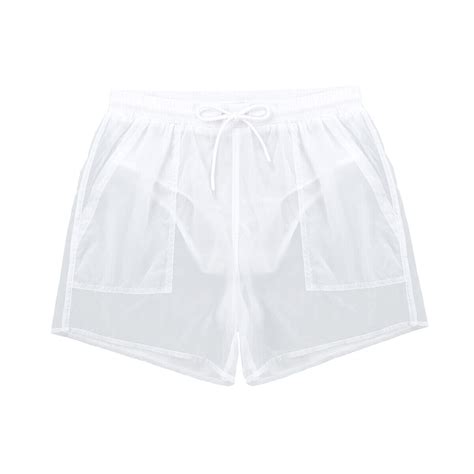 Us Men See Through Drawstring Boxer Shorts Quick Dry Beach Swim Trunks