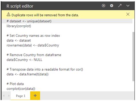 powerbi how to plot data from excel using the r corrplot